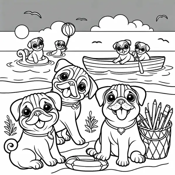 Pug Coloring Pages - GoGo Coloring