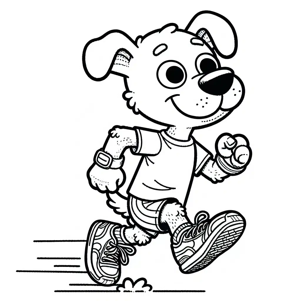 Marathon Running Dog Coloring Page - GoGo Coloring